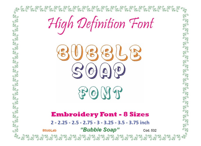 Embroidery Font Bubble Soap 8 Size - Etsy