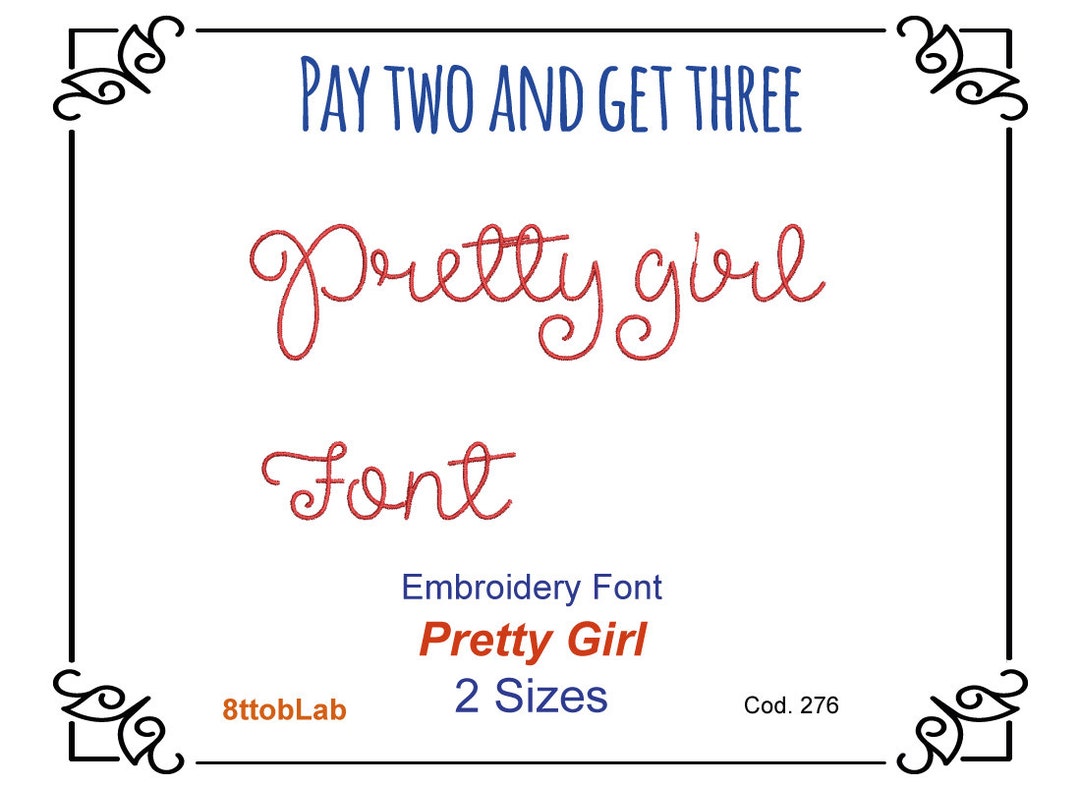 Embroidery Pretty Girl Font - Etsy