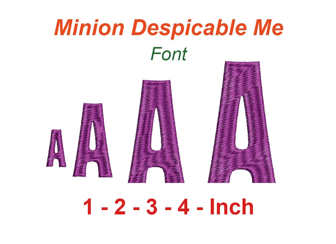 Minion Despicable Me Embroidery Font 8 Size - Etsy Australia