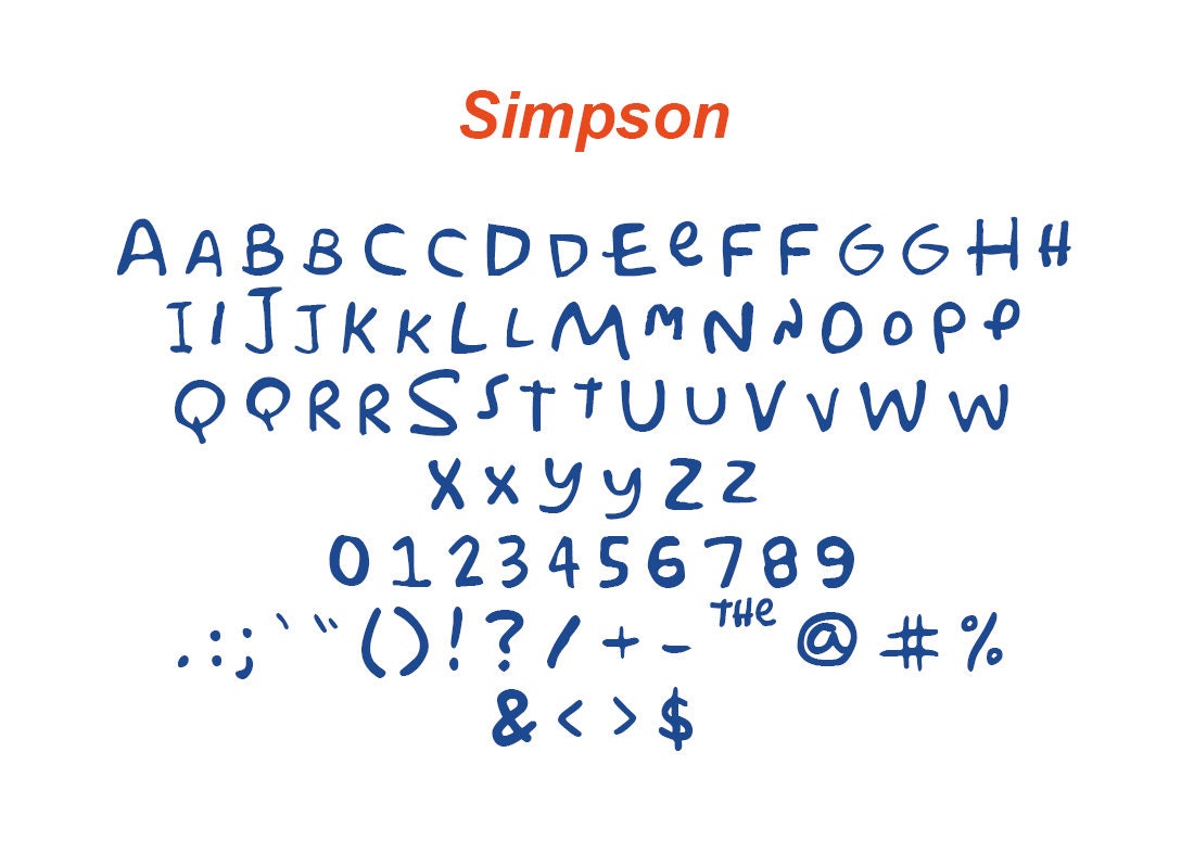 Simpson Embroidery Font 8 Size - Etsy Australia
