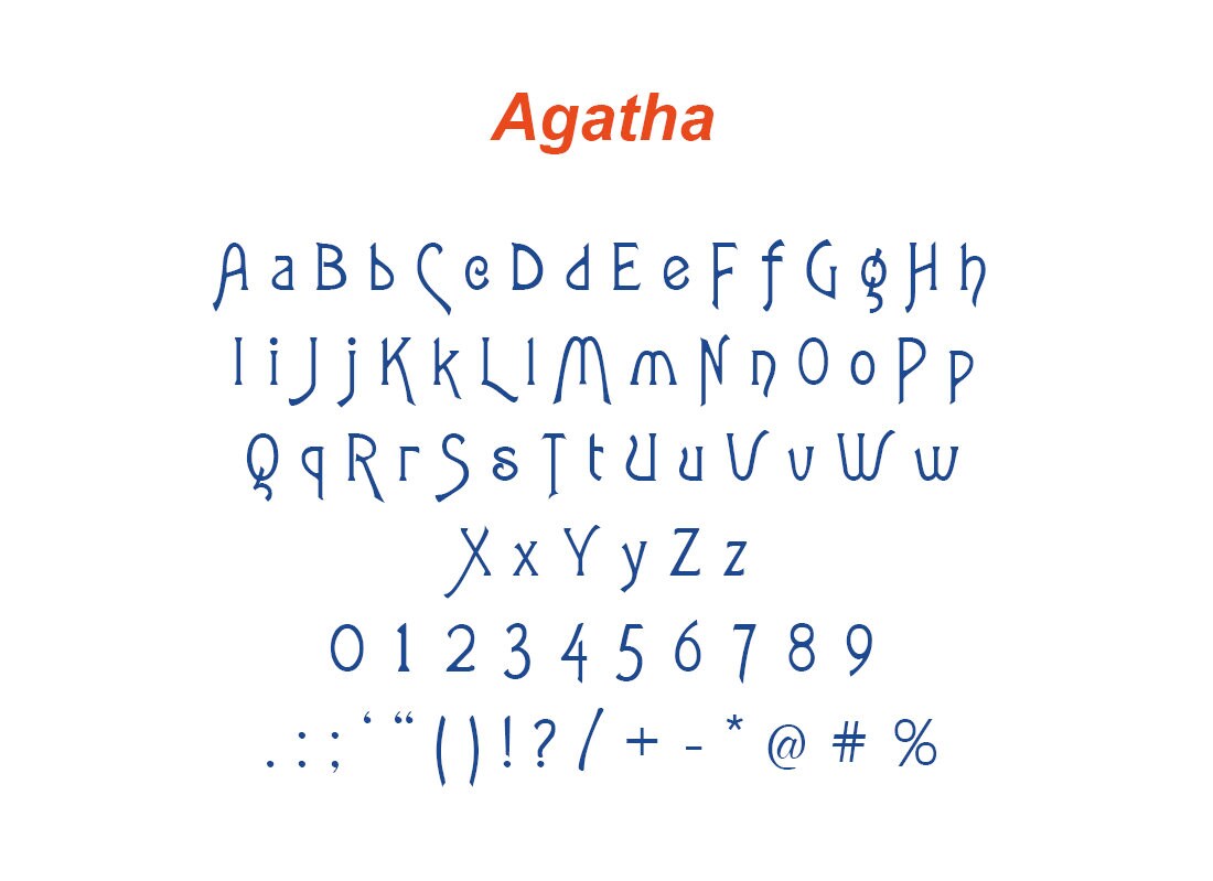 Agatha embroidery font 8 size | Etsy