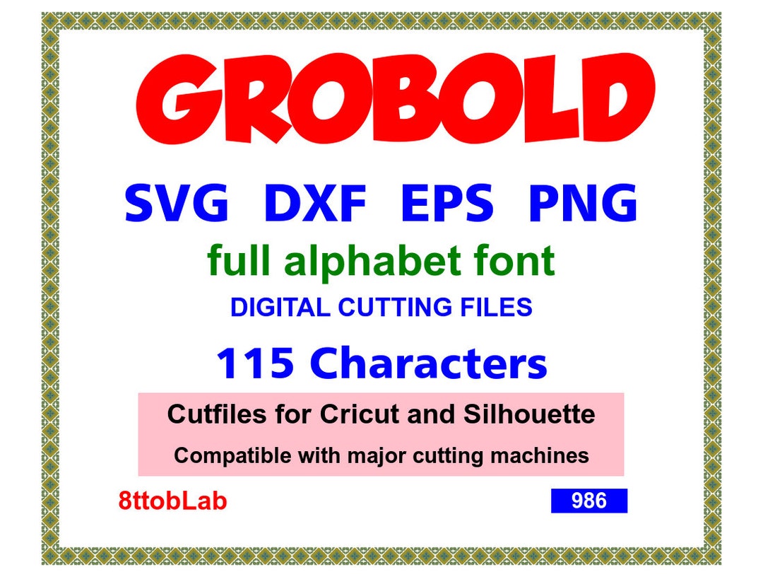 Grobold svg fuente alfabeto dxf, eps, png, studio3 Fuentes Cutfile ...