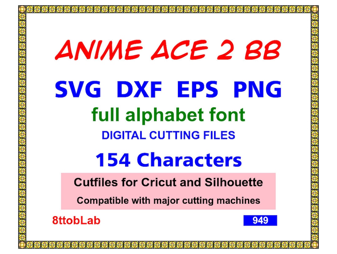 Anime Svg Font Files Eps Png Studio3 - Etsy