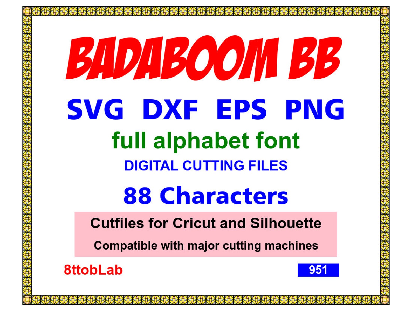 BadaBoom svg font files eps png dxf | Etsy