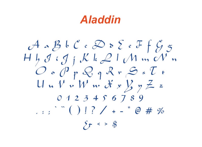 Aladdin Embroidery Font 8 Size - Etsy