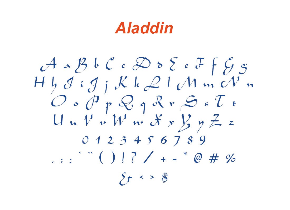 Aladdin Embroidery Font 8 Size - Etsy