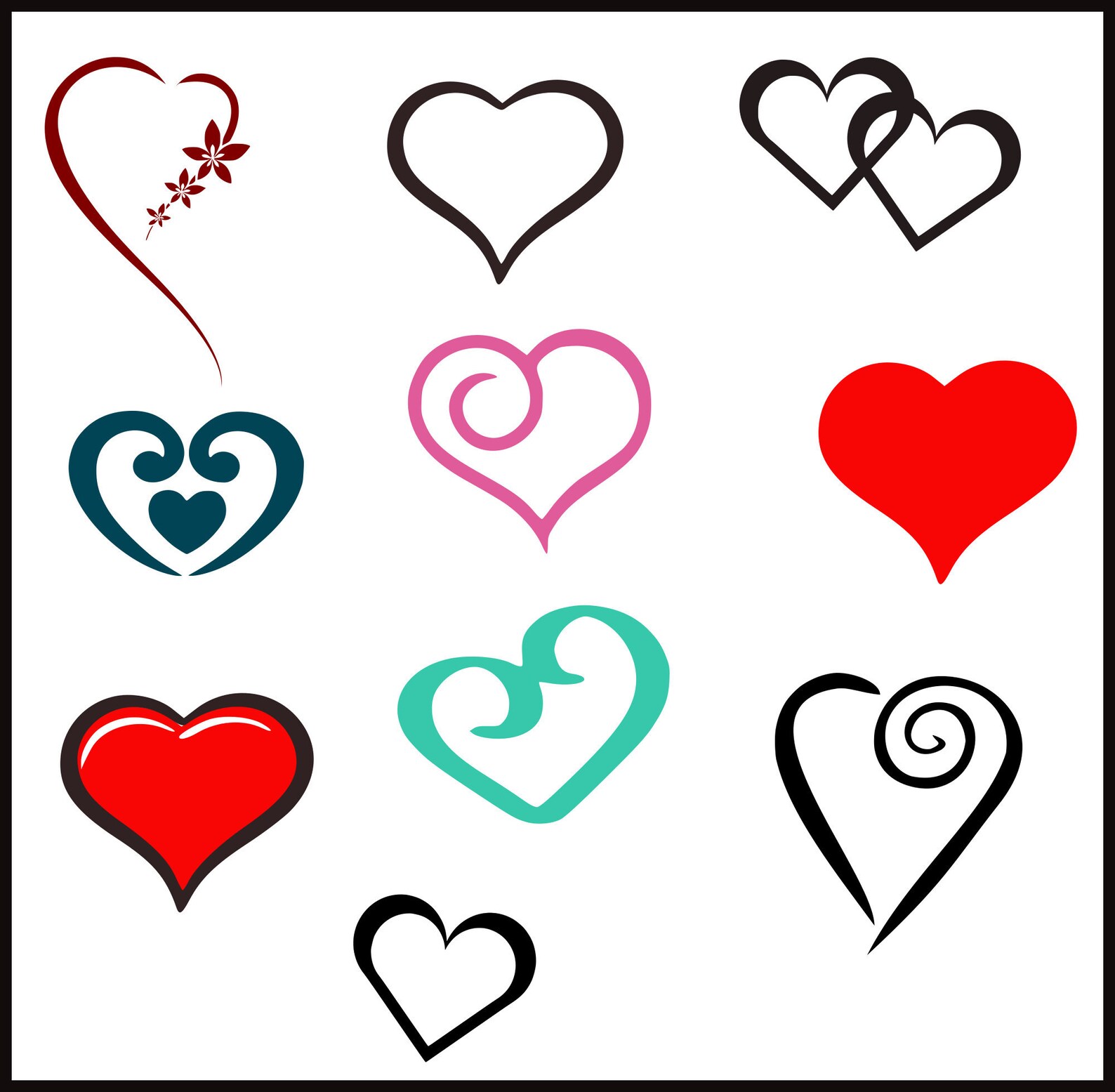 SVG 10 corazones diferentes Descarga digital instantánea SVG 10 diseños ...