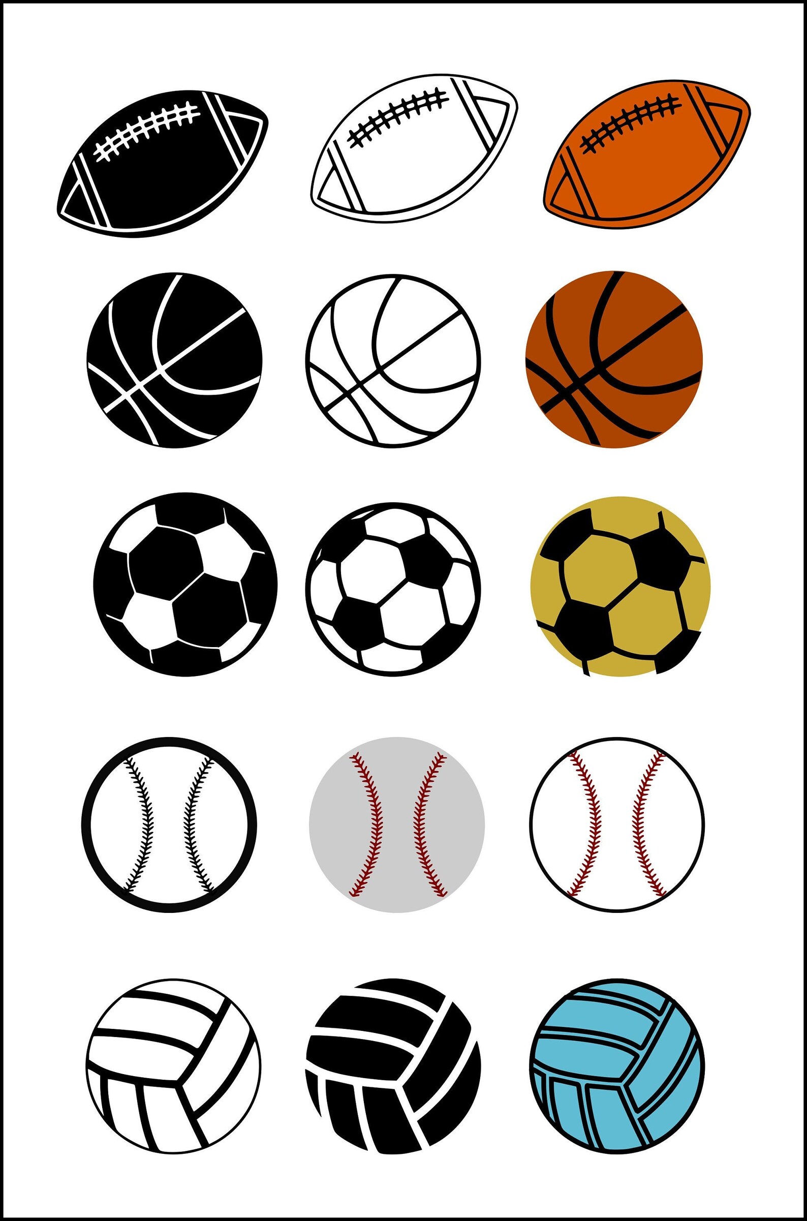 SVG - Sports Balls - Instant Download SVG. Customize to Fit Your ...