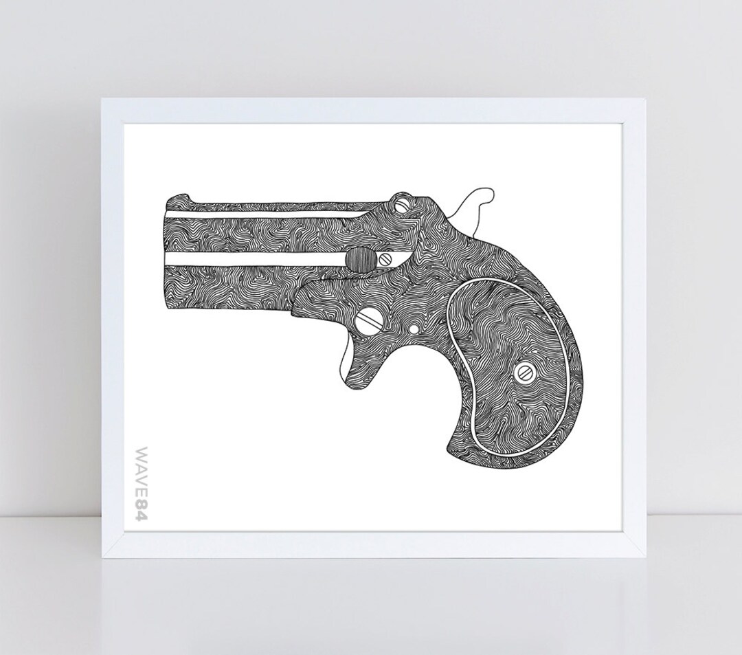 Gun Print JPEG | Derringer Digital Print | Black and White | 8x10 JPEG ...