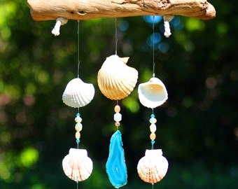 Driftwood Seashell Wind Chimes, Sea Shell Wind Chimes, Wind Chimes, Sun ...