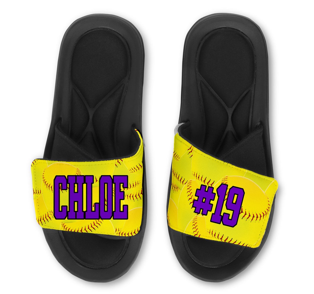 Personalized Custom Softball - Fastpitch Slides Flip Flops Sandals ...