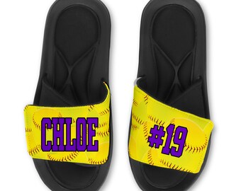 Personalized Custom FASTPITCH SOFTBALL Slides Flip Flops - Etsy