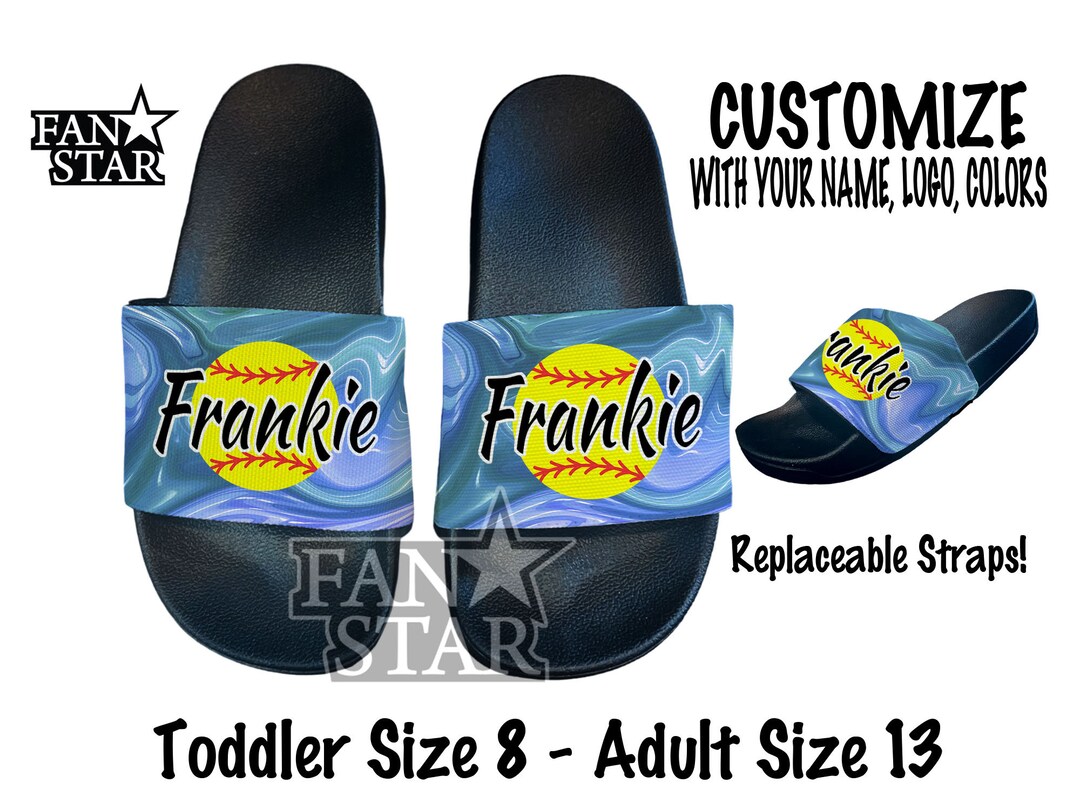 Personalized Softball Slides Flip Flops Sandals Polyurethane Flex Soles ...