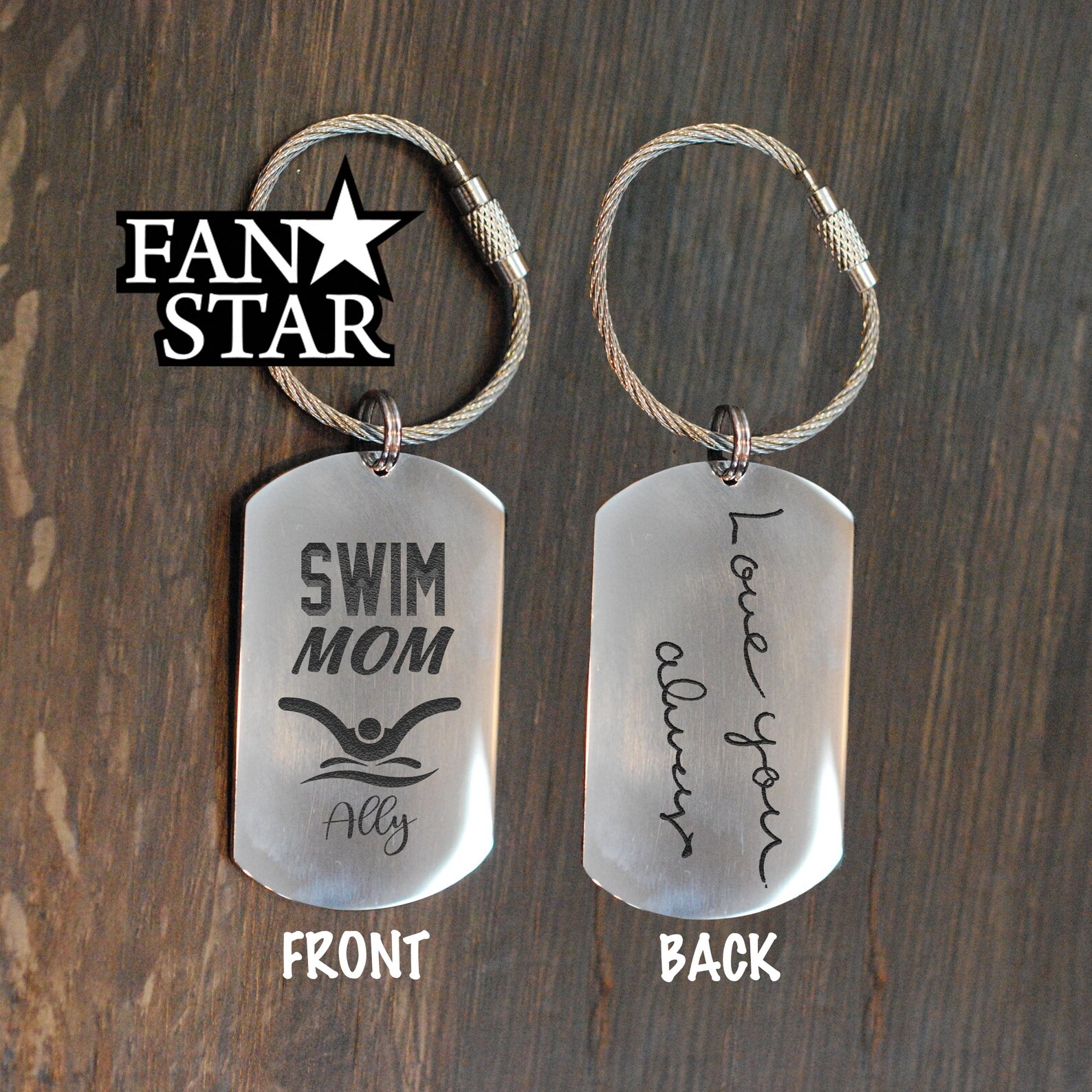Custom SWIMMER MOM Keychain|choose Your Image|handwriting & Font ...