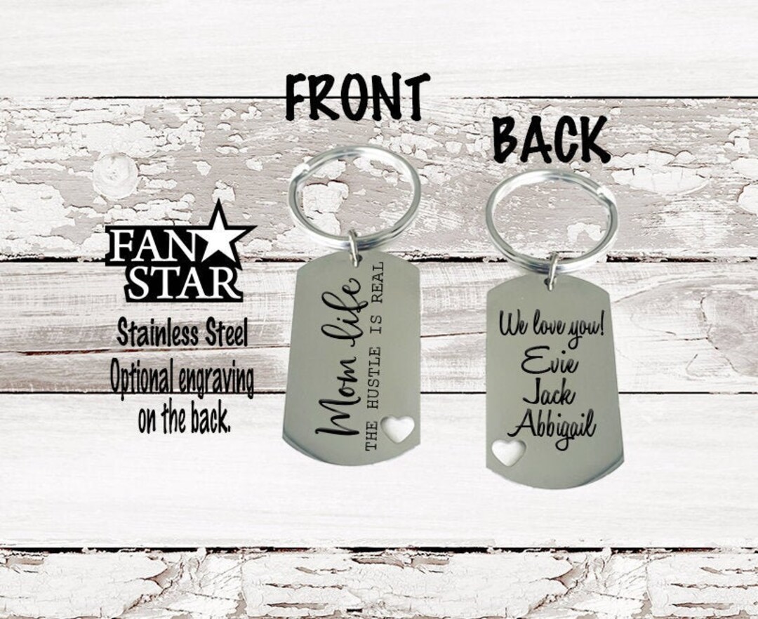 Personalized Mom Life the Hustle is Real Keychain, Add Your Kid's Names ...