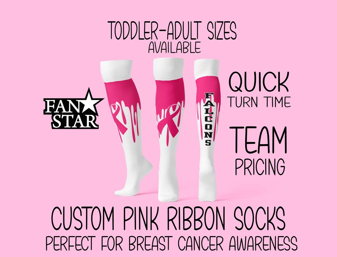 Personalized Breast Cancer Ribbon Knee High Socks With Paint Drip ...