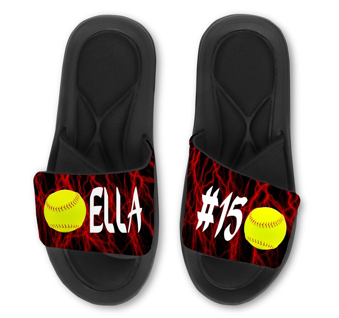 Personalized Custom Softball Fastpitch Slides Flip Flops Sandals ...