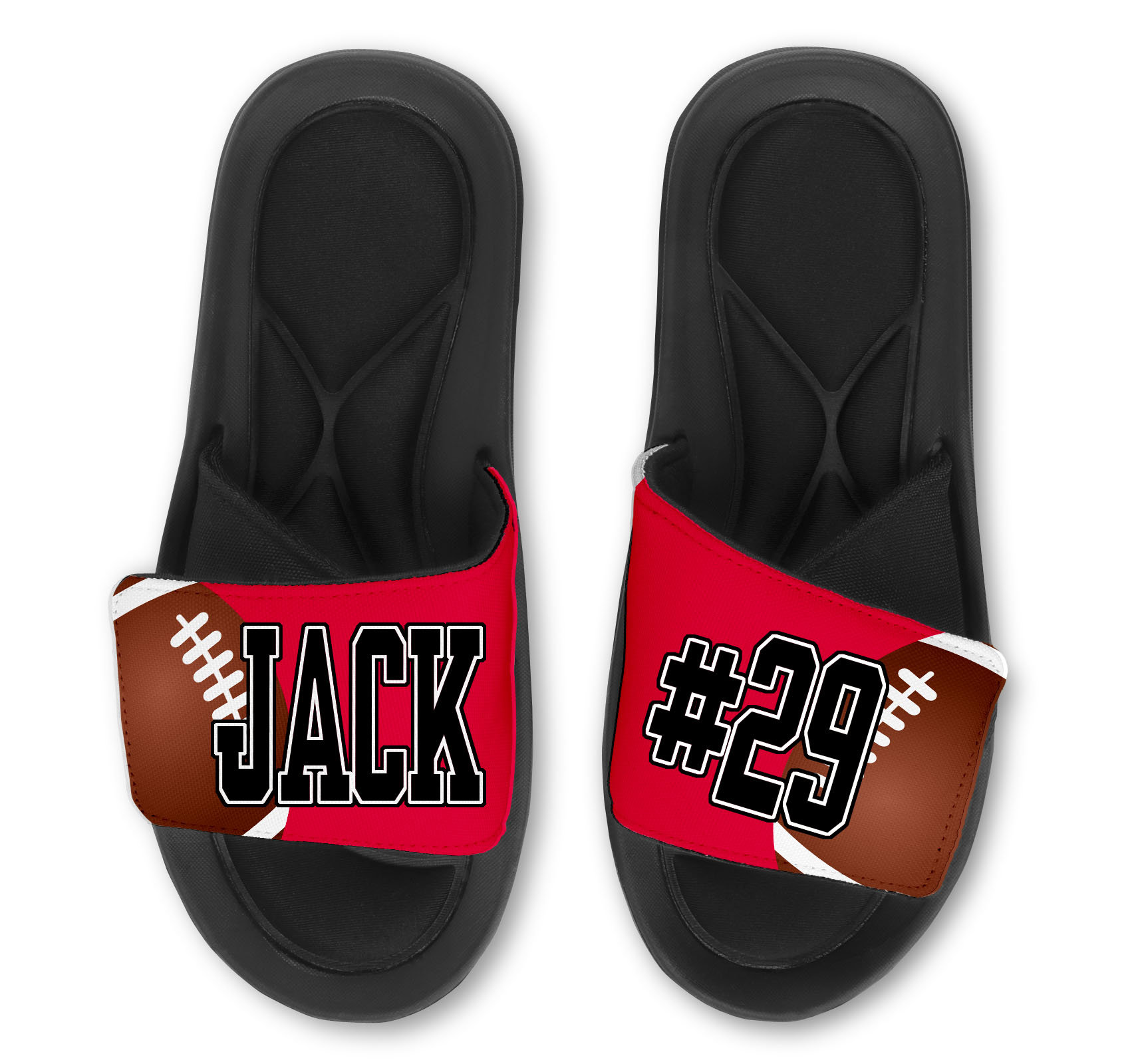 Custom FOOTBALL Slides Flip Flops Sandals, Personalized Team Football ...