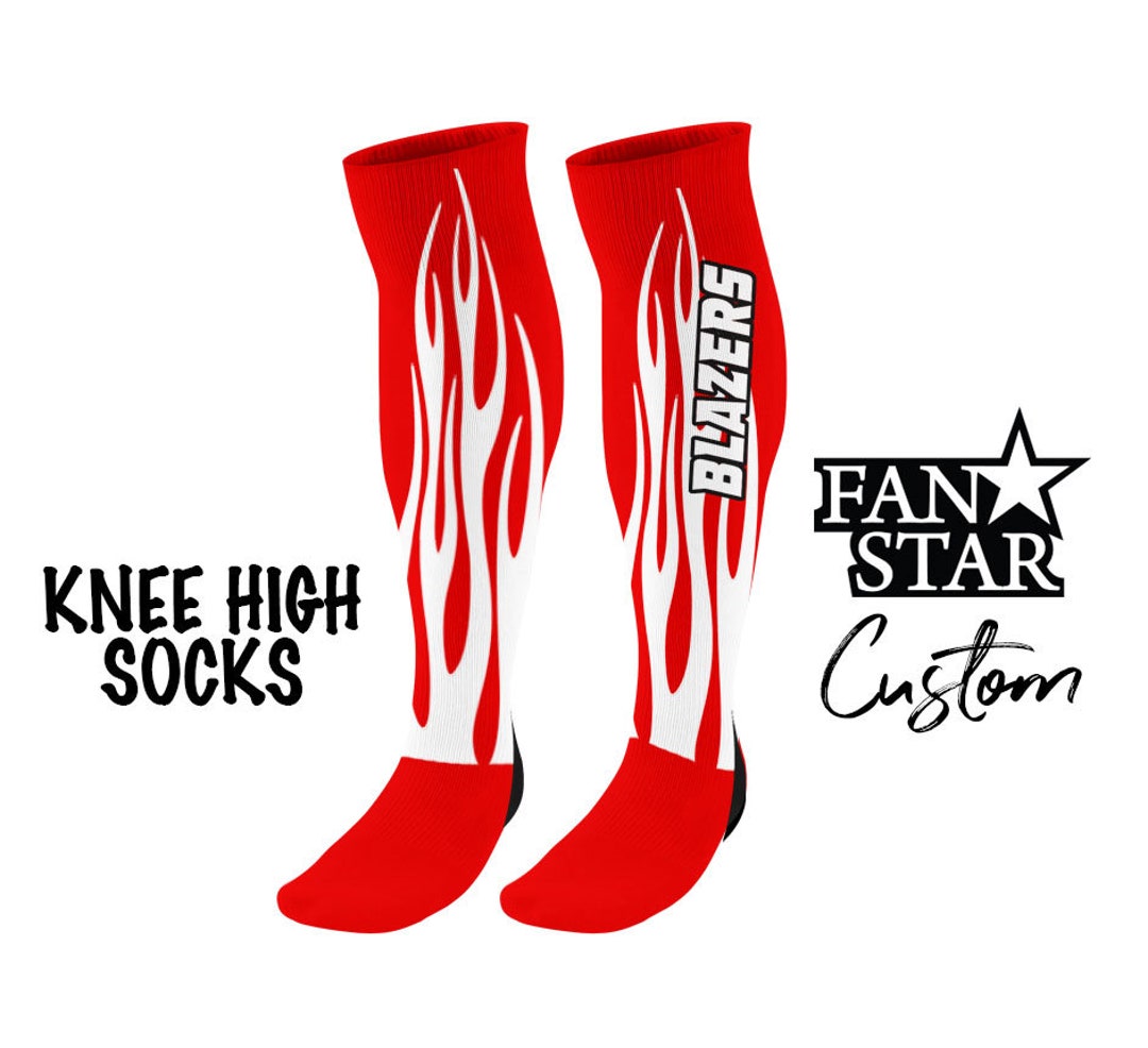 Personalized Flames Knee High Socks, Custom Knee High Flames Socks ...