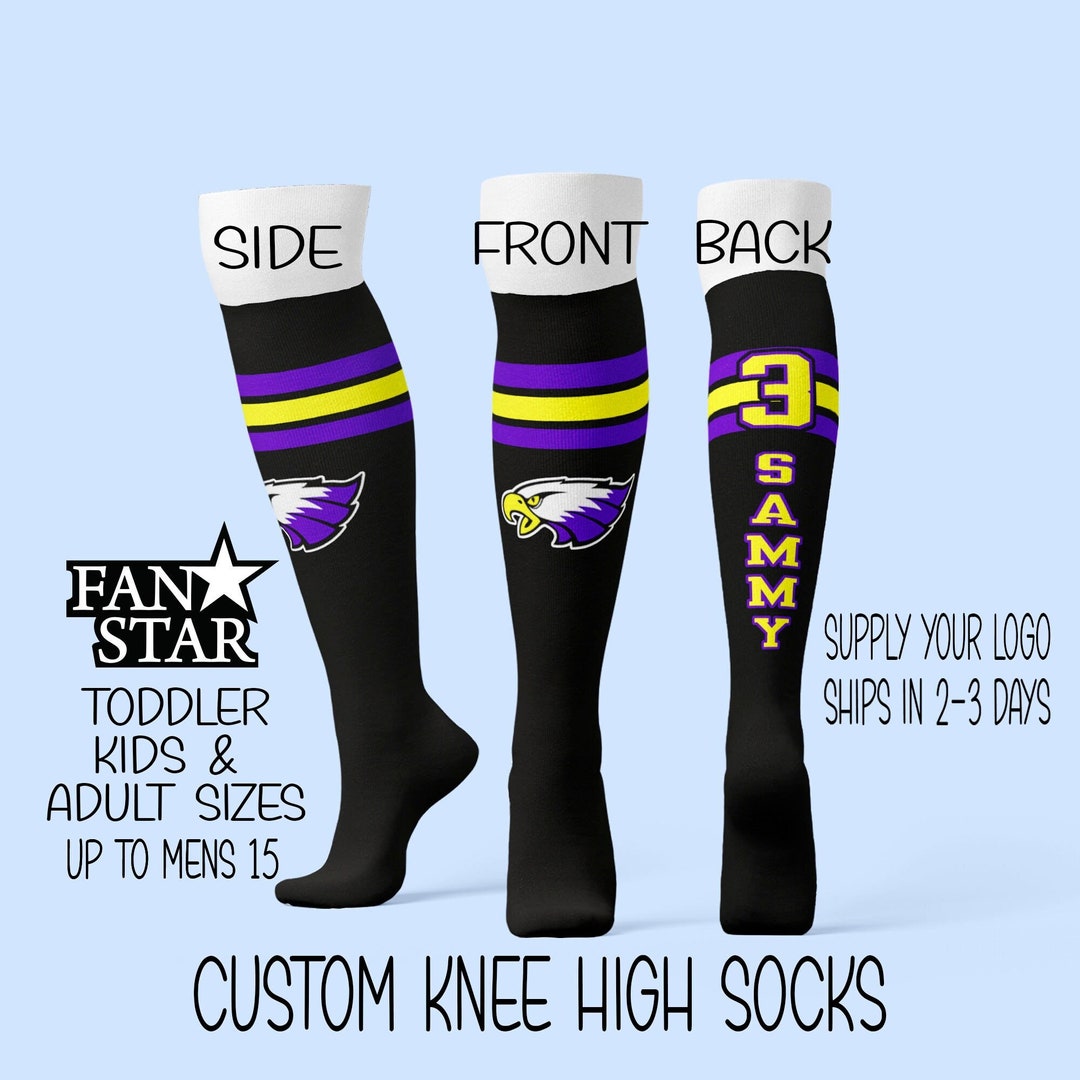 Personalized Athletic Ribbed Knee High Socks With Team Logo Names and ...