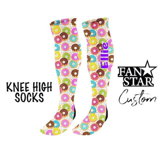 Personalized Donut Knee High Socks Custom Doughnut Knee High - Etsy