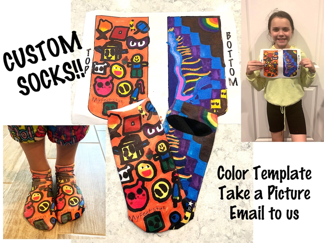 CUSTOM Color Your Own Socks! Design Your Own Socks! Personalized Socks ...
