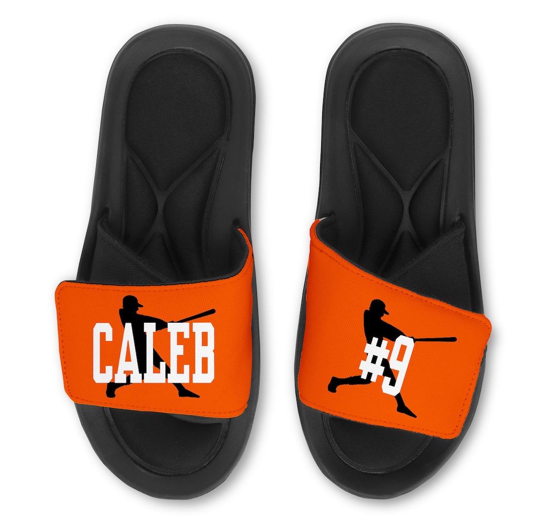 Personalized BASEBALL Batter Flip Flops Slides Sandals, Custom Baseball ...
