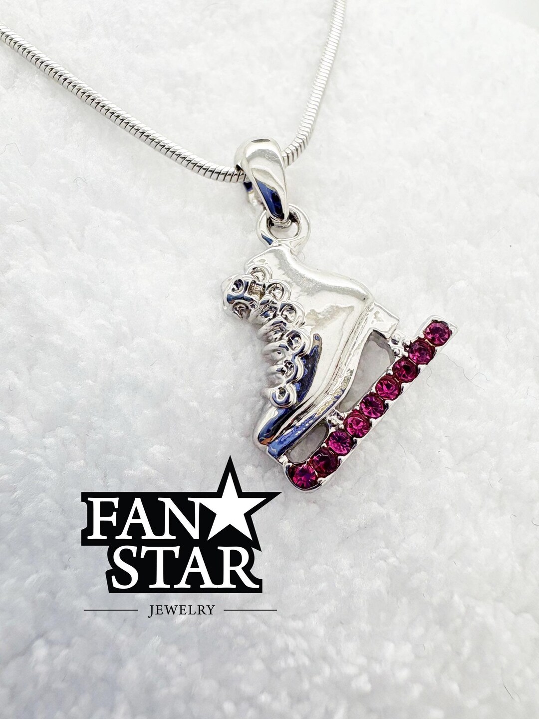 Figure Skate Necklace With Crystal Blade, Rhodium Plated - Etsy