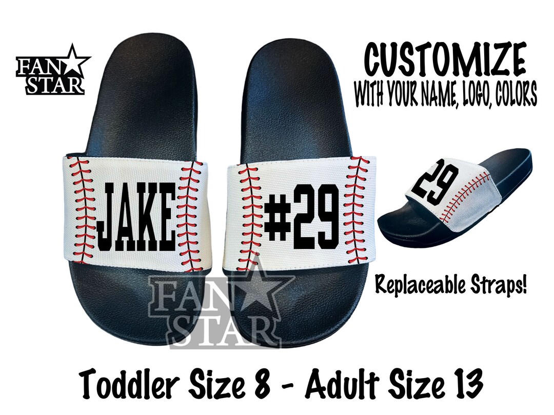Personalized Baseball Slides Flip Flops Sandals Polyurethane Flex Soles ...