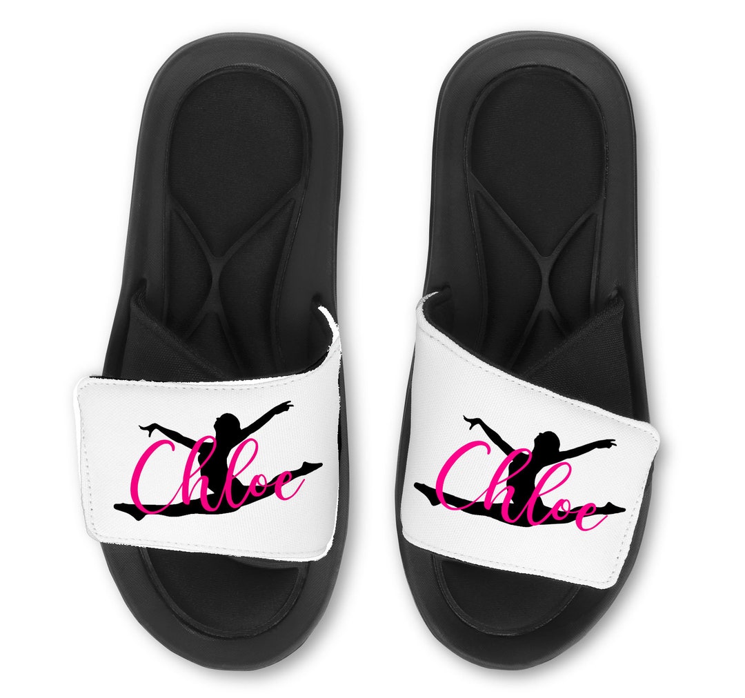 Personalized GYMNAST Slides Flip Flops Sandals Leaping - Custom Name or ...