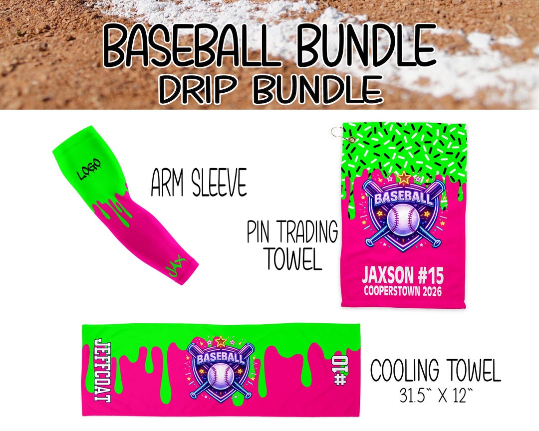 Baseball Drip Bundle Collection Including Cooling Towel, Arm Sleeve ...