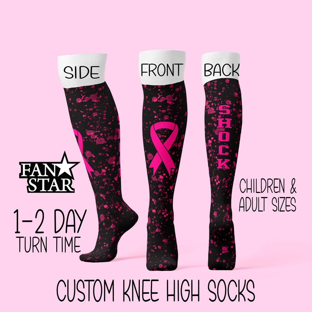 Custom Breast Cancer Ribbon Knee High Socks, Custom Knee High Cancer ...