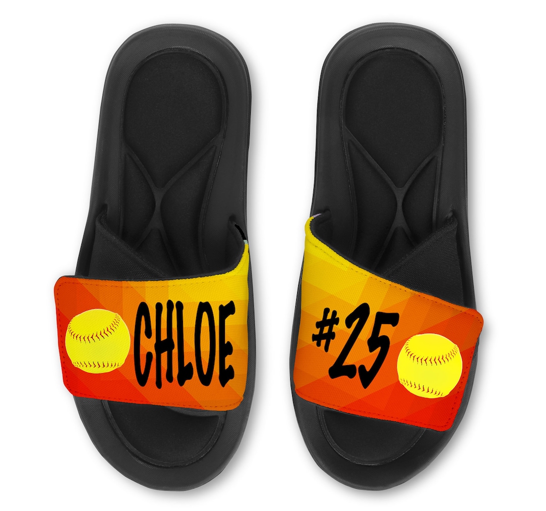 Personalized Softball Slides FASTPITCH Custom Slides SOFTBALL Sandals ...