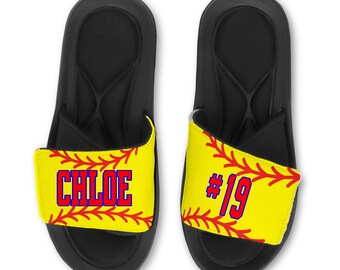 Personalized Custom FASTPITCH SOFTBALL Slides Flip Flops Sandals ...