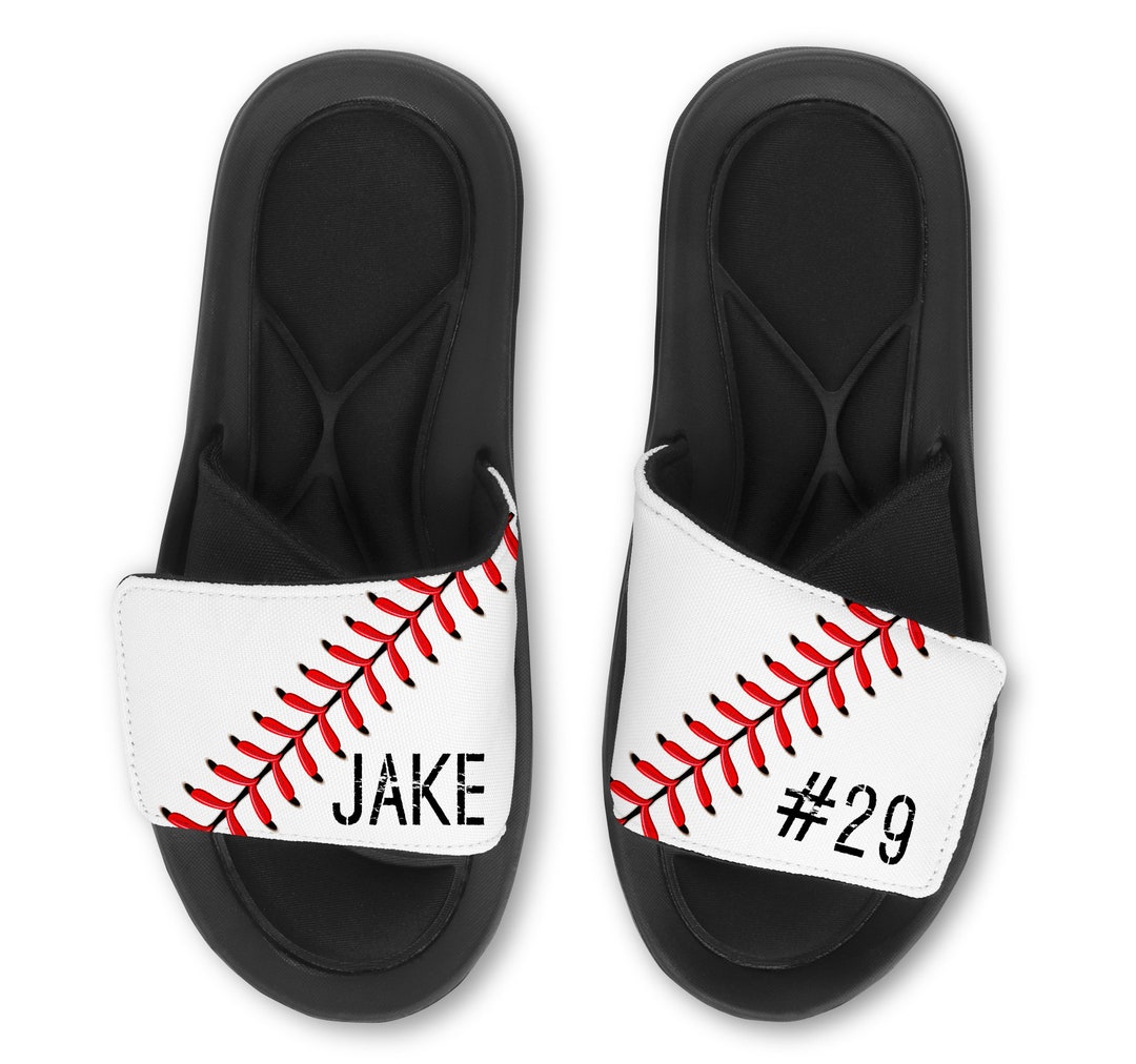 Custom Baseball Slides Flip Flops Sandals - Custom Baseball Sandals ...
