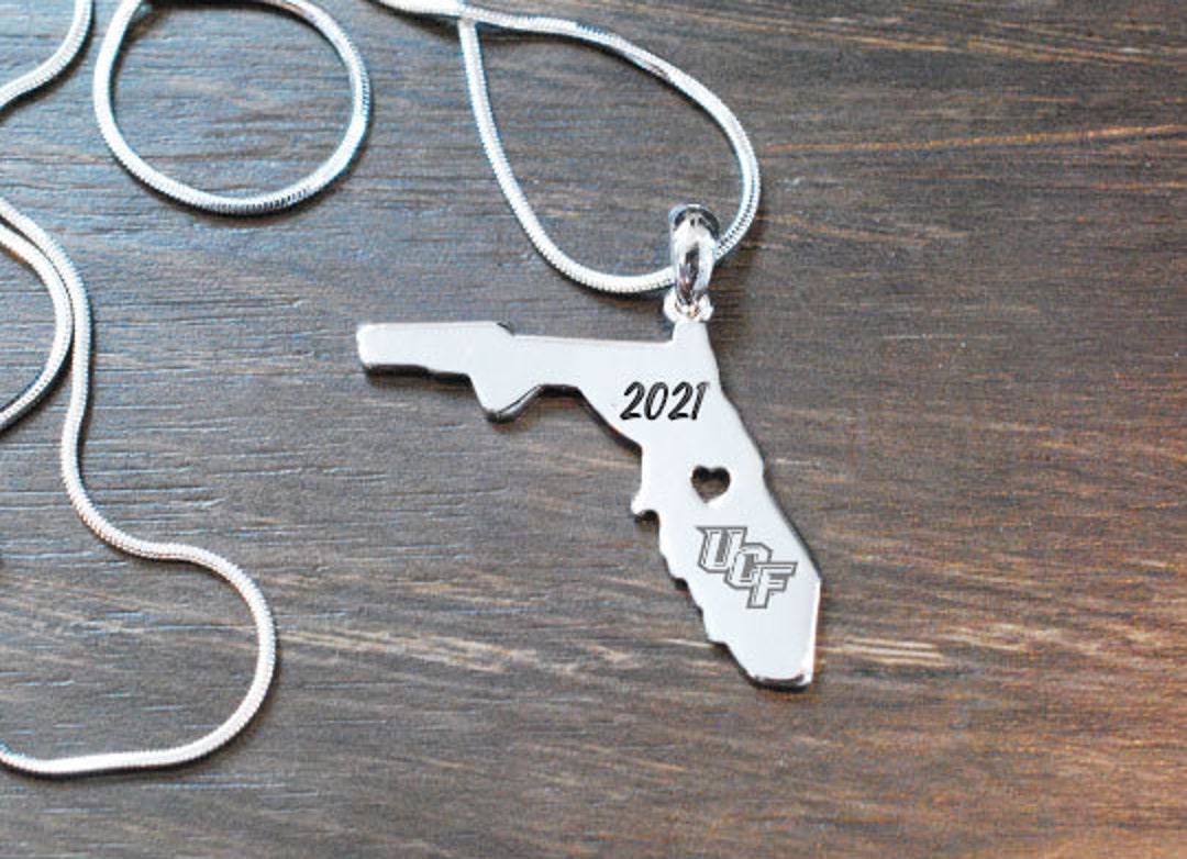 UCF Grad Florida Pendant - UCF Engraved 2021 Graduation Necklace ...