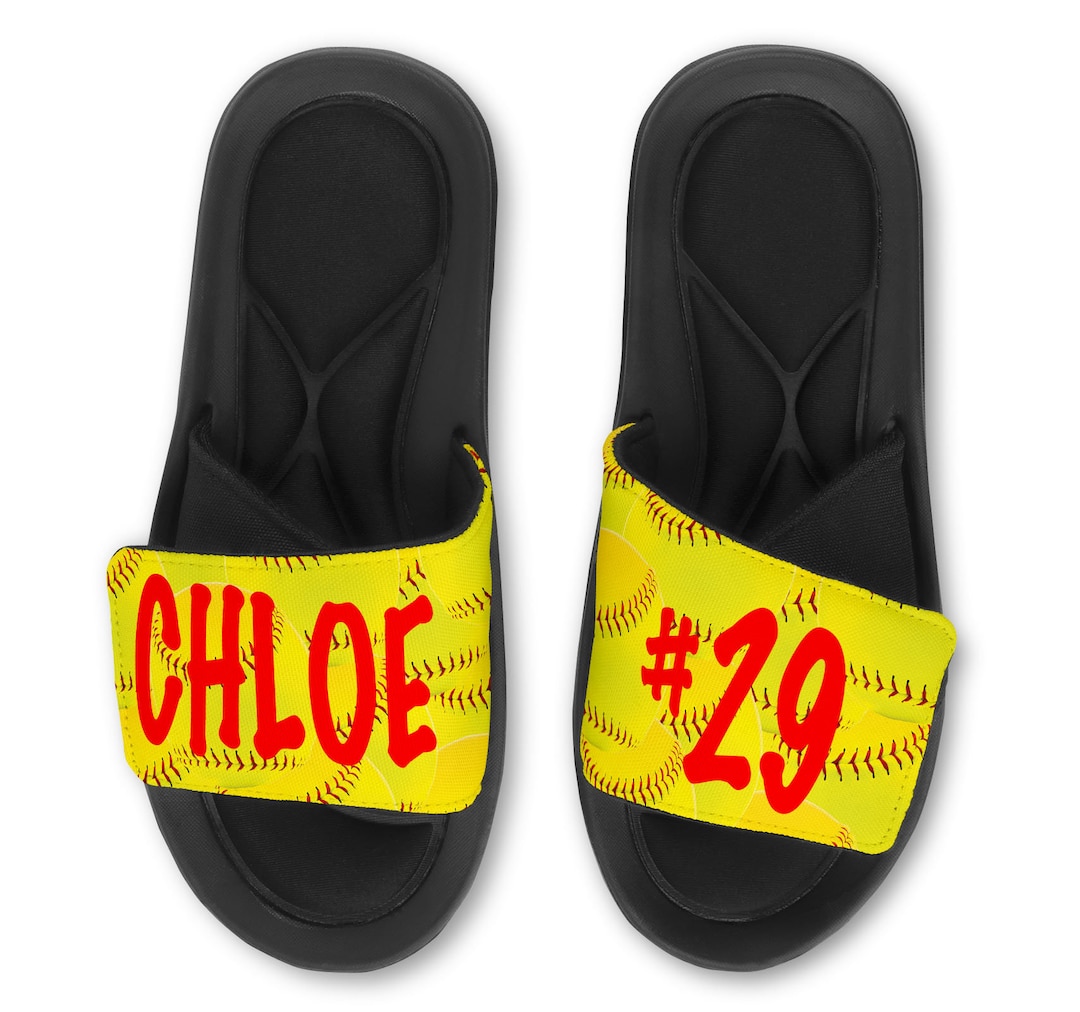 Personalized Custom Softball Fastpitch Slides Flip Flops - Etsy