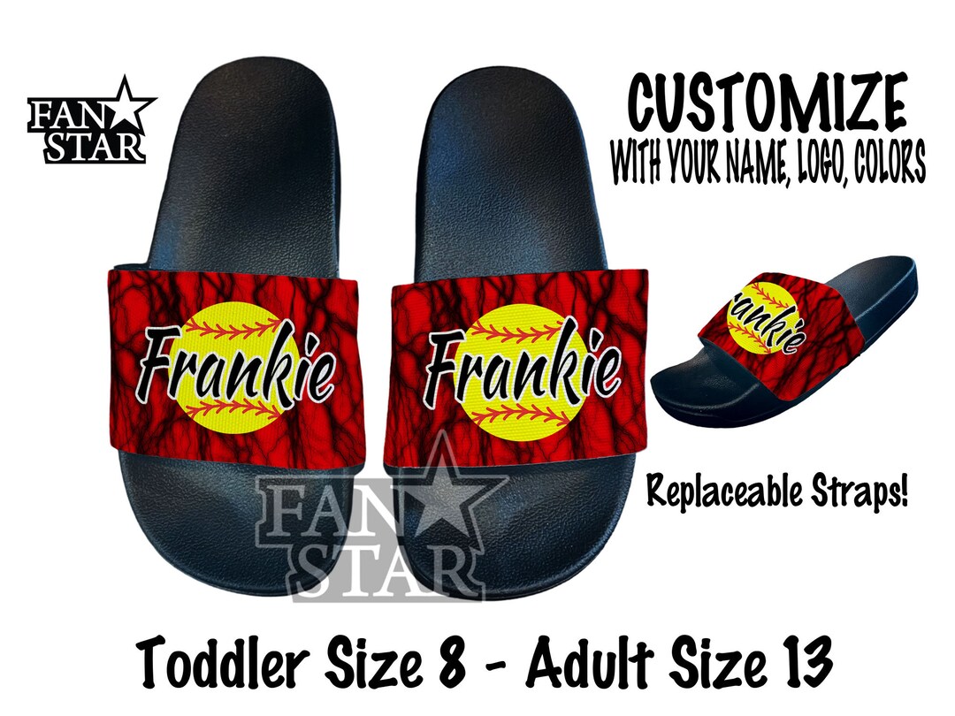 Personalized Softball Slides Flip Flops Sandals Polyurethane Flex Soles ...