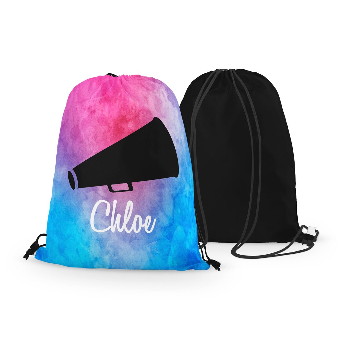 Personalized Cheer Megaphone Drawstring Bag, Custom Cheerleading ...