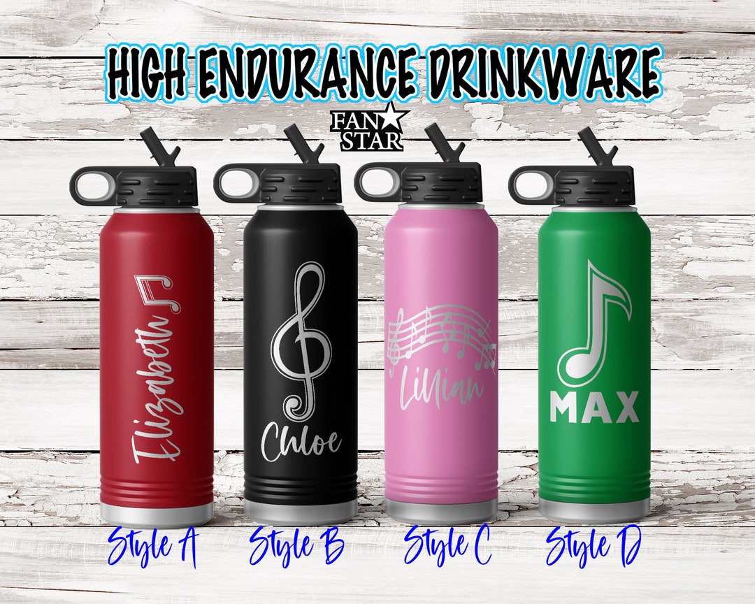 Personalized Music Water Bottle Engraved, Custom Musical Notes Water ...