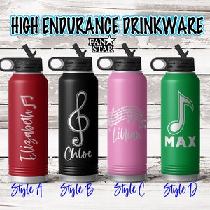 Personalized Music Water Bottle Engraved, Custom Musical Notes Water ...