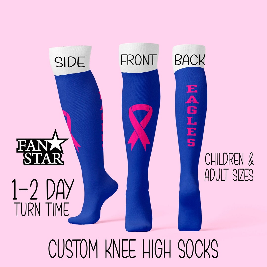 Custom Breast Cancer Ribbon Knee High Socks, Custom Knee High Cancer ...