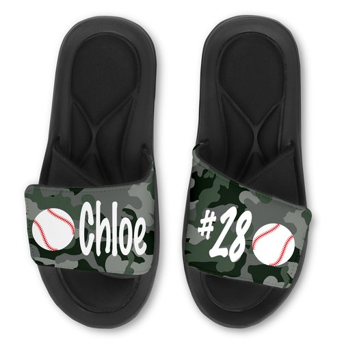 Custom Baseball Slides Flip Flops Sandals Custom Baseball - Etsy