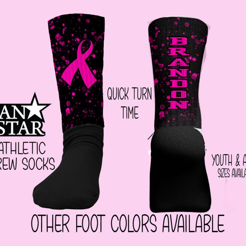 Breast Cancer Cheer Socks - Etsy