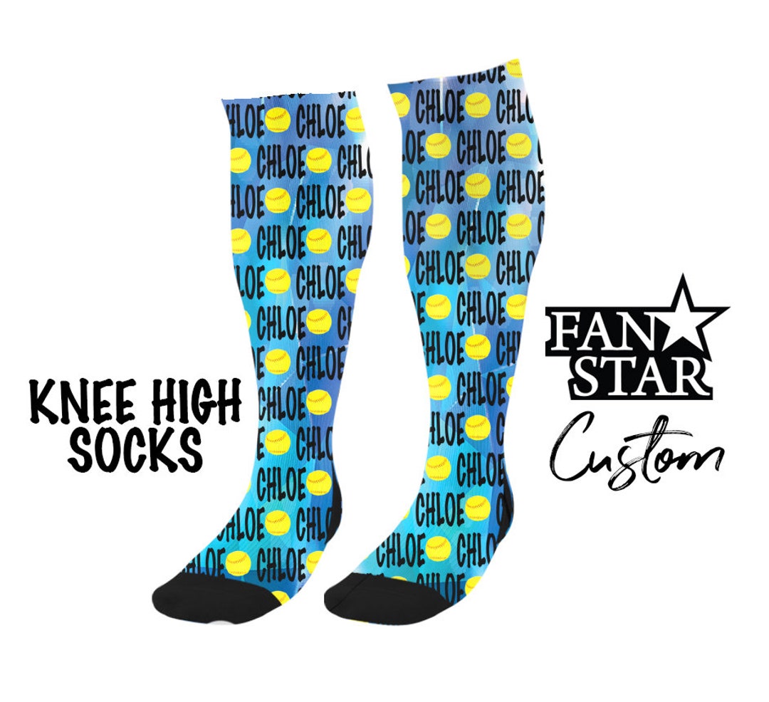 Personalized Softball Stars Knee High Socks, Custom Fastpitch Stars ...