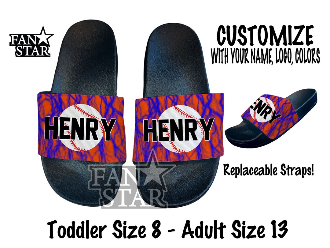 Personalized Baseball Slides Flip Flops Sandals Polyurethane Flex Soles ...