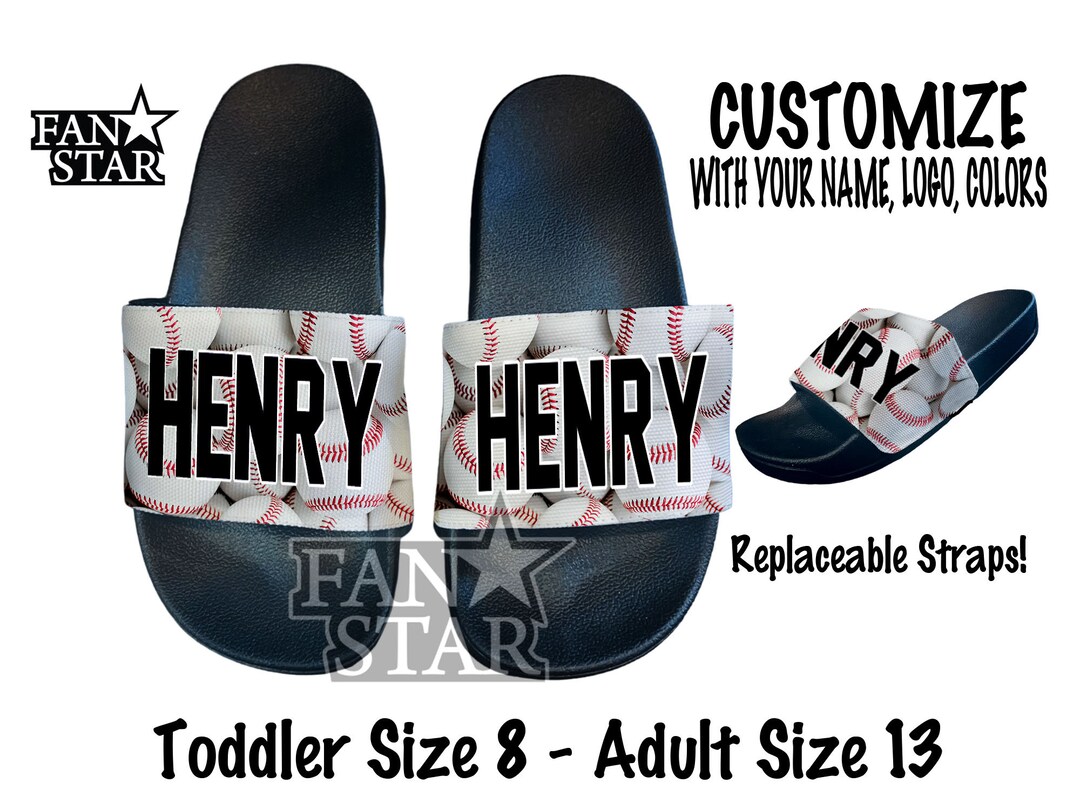 Personalized Baseball Slides Flip Flops Sandals Polyurethane Flex Soles ...