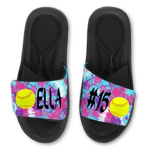 Personalized Custom Softball Fastpitch Slides Flip Flops Sandals ...