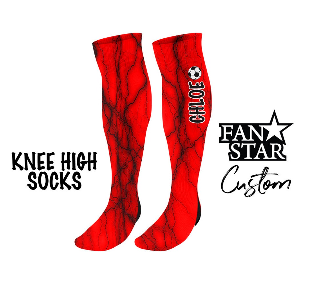 Personalized Soccer Knee High Socks, Custom Lightning Soccer Socks Knee ...