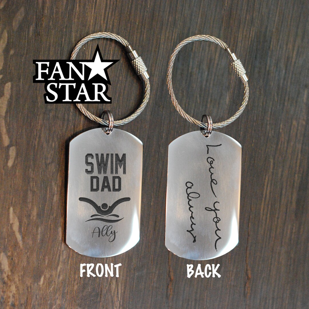 Custom SWIMMER DAD Keychain|choose Your Image|handwriting & Font ...